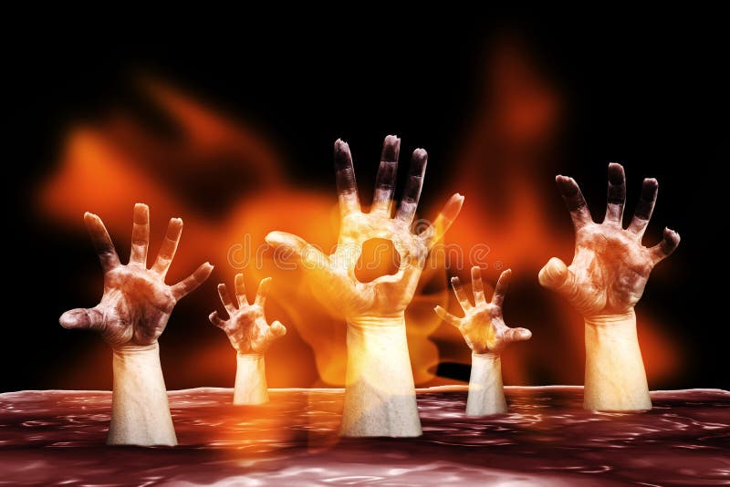 Hands Raising from Sea of Blood with Blaze Stock Photo - Image of life ...