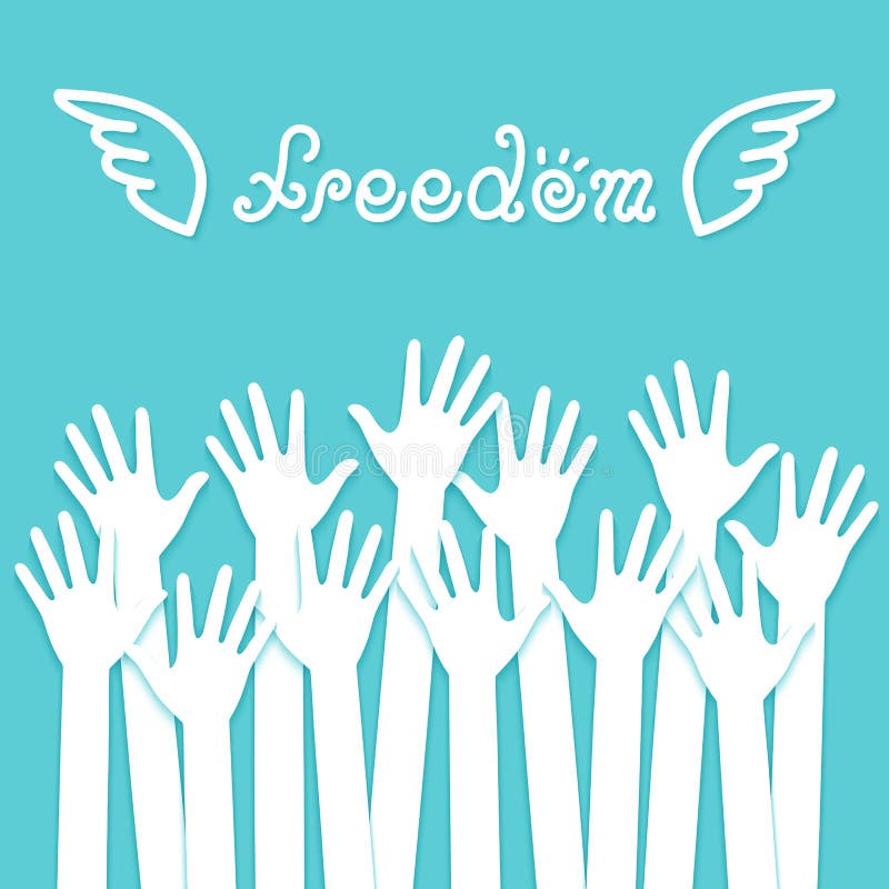 Hands raising stock vector. Illustration of crowd, freedom - 56583087