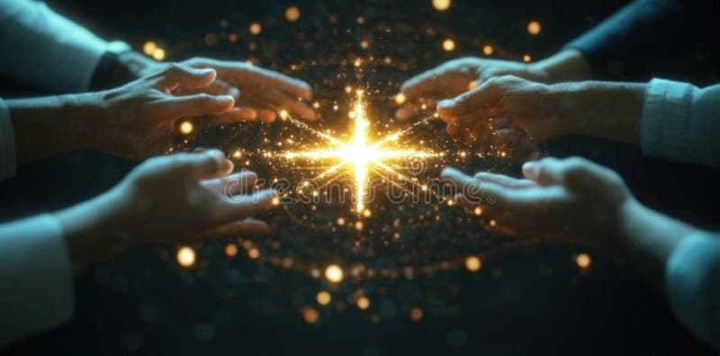 Hands Reach for a Shining Source with Collaboration and Connection ...