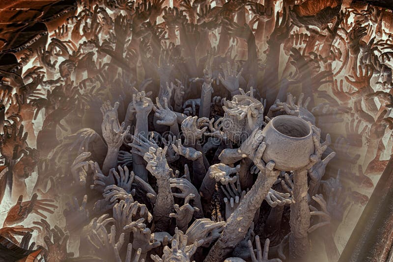 Hands Reach Up from Underworld. Stock Image - Image of human, cemetery ...