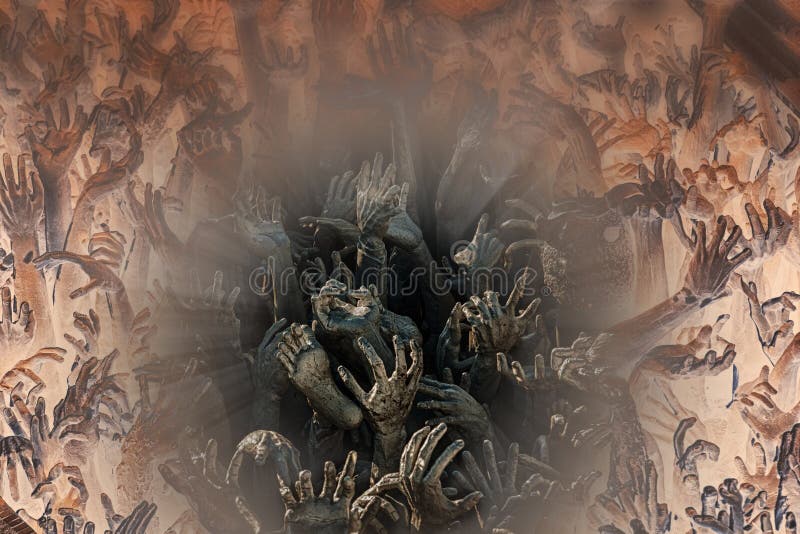 Hands Reach Up from the Underworld. Stock Image - Image of evil, dirty ...
