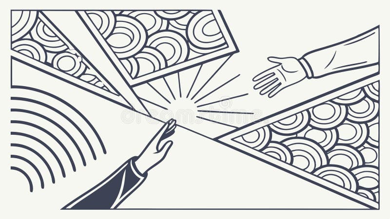 Hands Reaching Across Barrier with Patterns, Connection, Vector Design ...