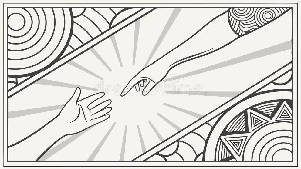 Hands Reaching Across Patterned Divide, Unity, Vector Design Generative AI Stock Vector ...