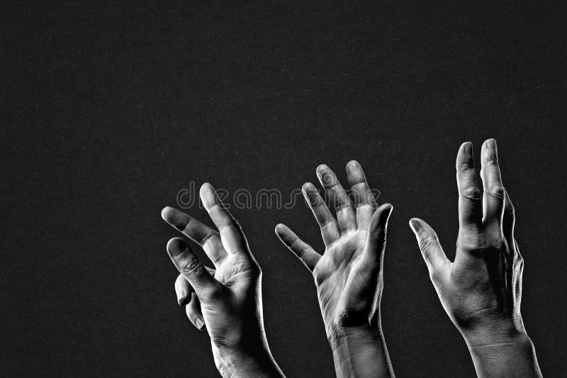 Hands Reaching Asking for Help Sign Stock Image - Image of person ...
