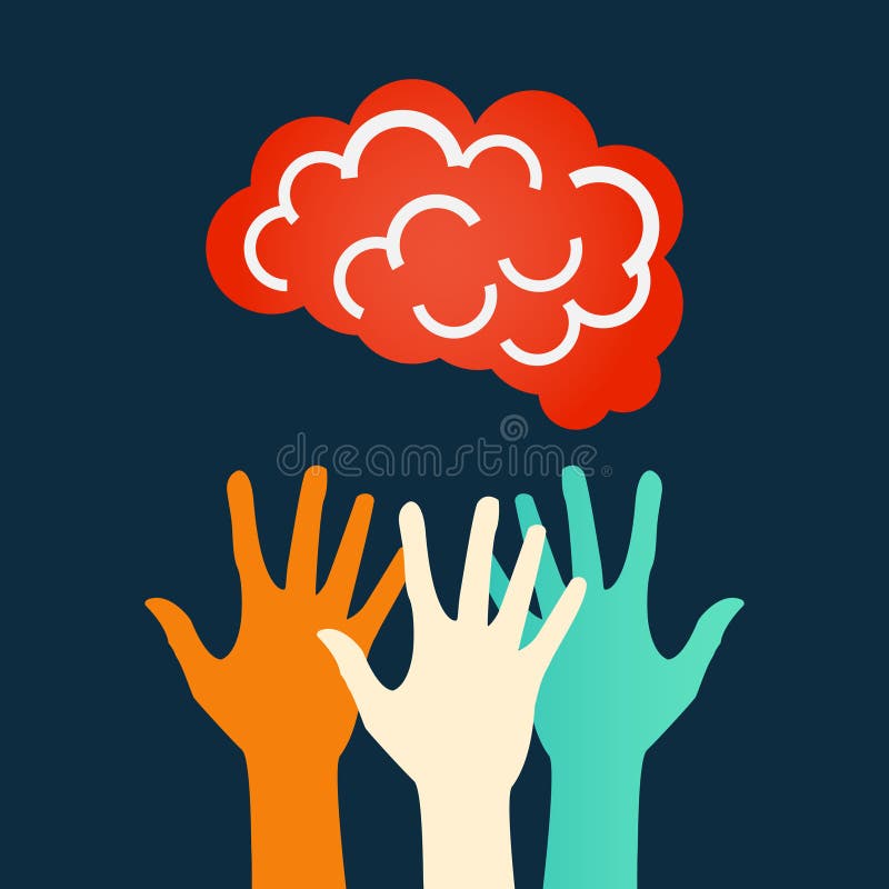 Hands Reaching for the Brain. Vector Design Stock Vector - Illustration ...