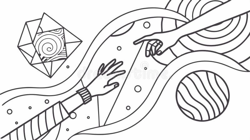 Hands Reaching for Geometric Forms and Patterns, Vector Design ...