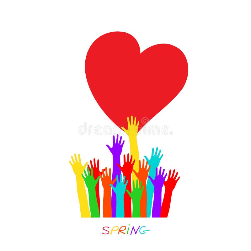 Hands Reaching for the Heart. Stock Vector - Illustration of color ...