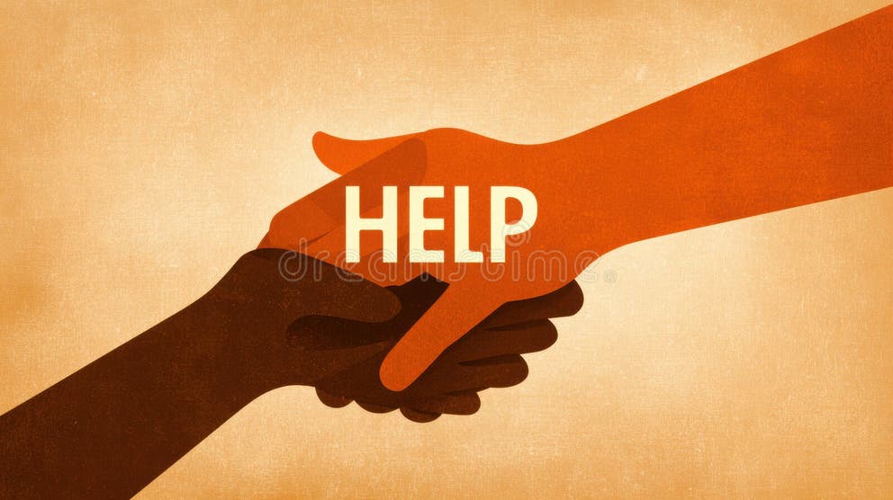 Hands Reaching for Help Icon Symbolizing Support and Assistance in a ...