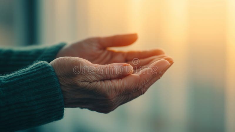 Hands Reaching for Hope Emotional Gesture Soft Light Indoor Setting ...
