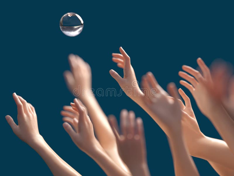 Hands Reaching for the Light Stock Illustration - Illustration of crowd ...