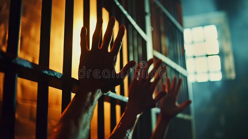 Hands Reaching Out from Behind Bars, Concept of Imprisonment, Freedom ...