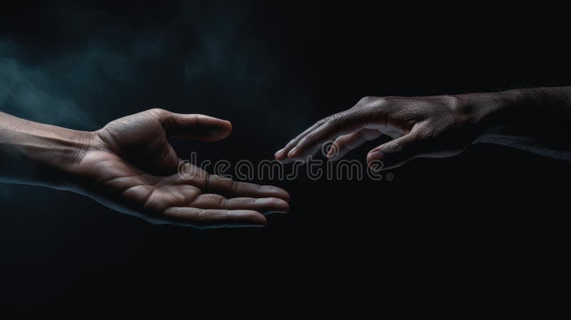Hands Reaching Out To Help Each Other in a Dark-toned Setting. Ai ...