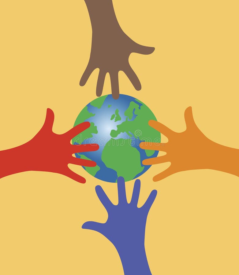 Hands Reaching Out for the World Globe Stock Illustration ...