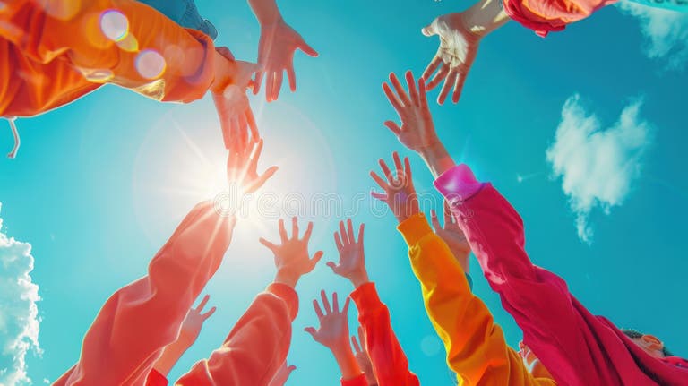 The Hands Reaching Skyward.AI Generated Image Stock Image - Image of ...