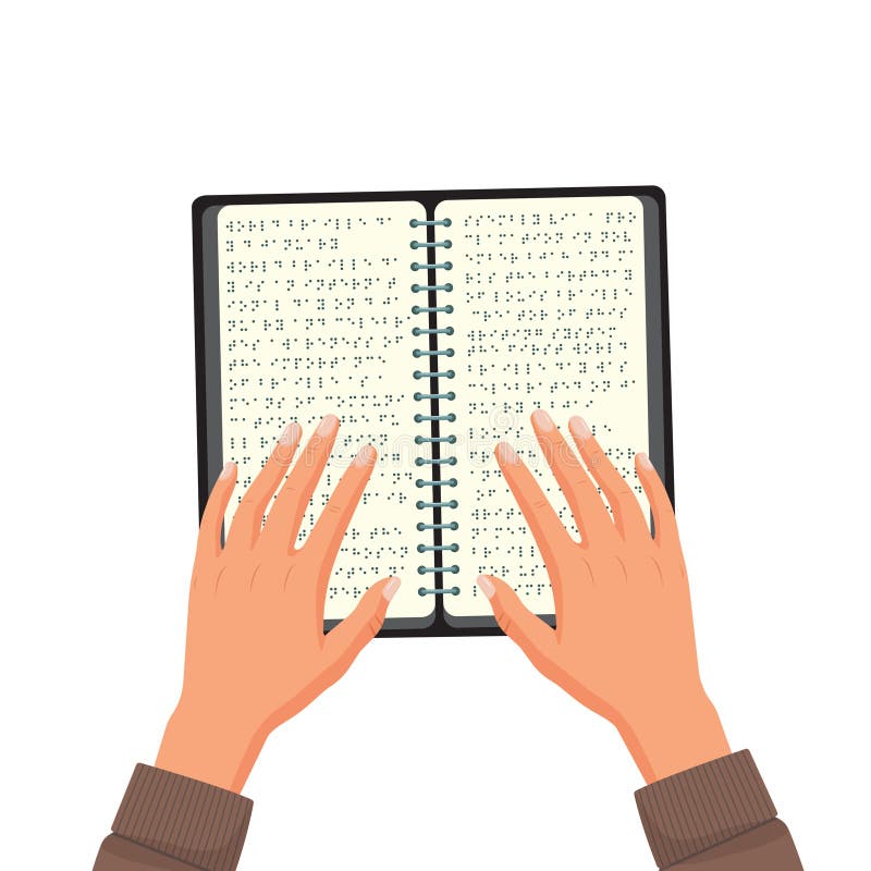 Hands Reading Braille Book Vector Illustration Stock Illustration ...