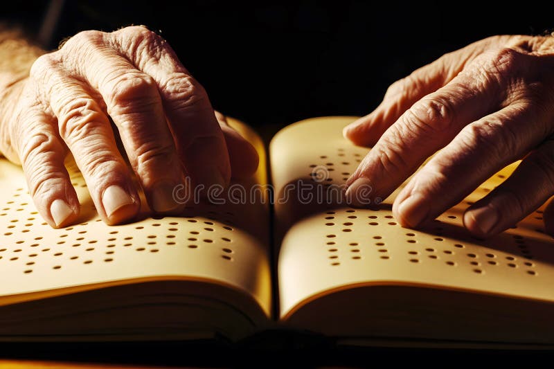 Hands Reading Braille on Open Book Stock Illustration - Illustration of ...