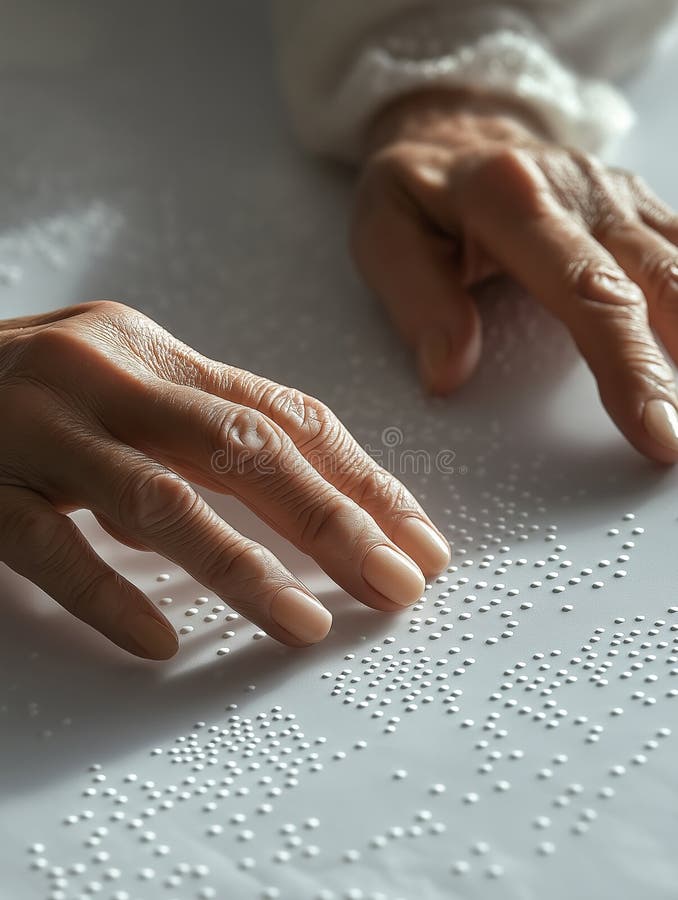 Hands Reading Braille on a Textured Surface during a Quiet Afternoon ...