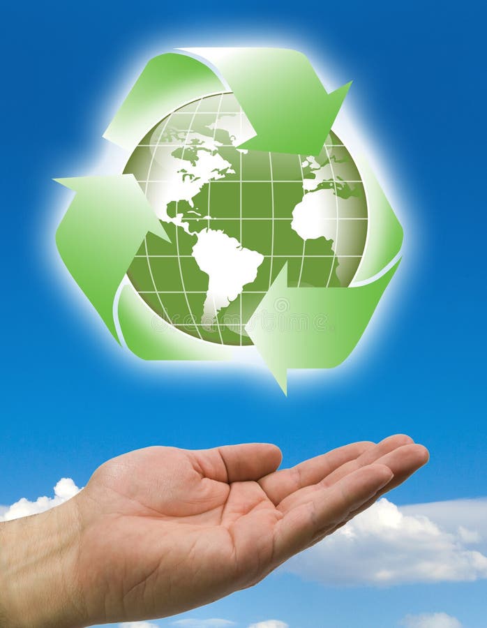 Green Globe in your hands stock illustration. Illustration of protect ...