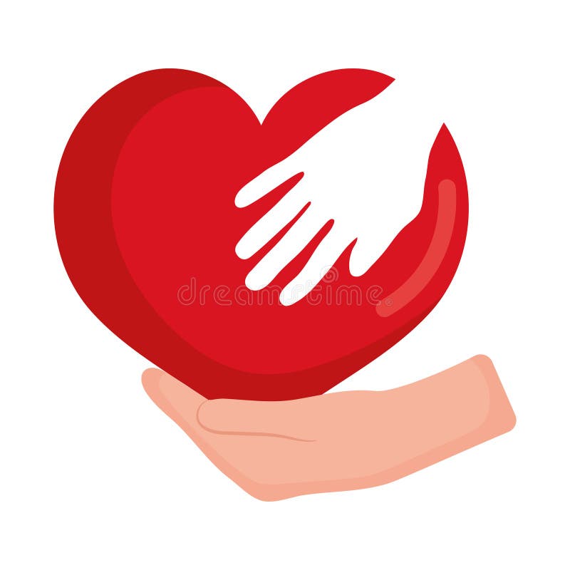 Hands with red heart stock vector. Illustration of amour - 273219629