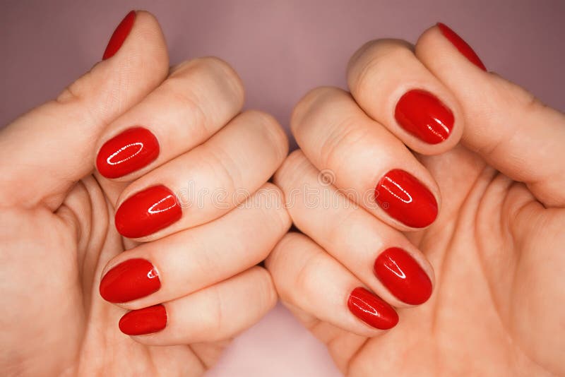 Hands with red nails stock photo. Image of healthy, beauty - 87772588