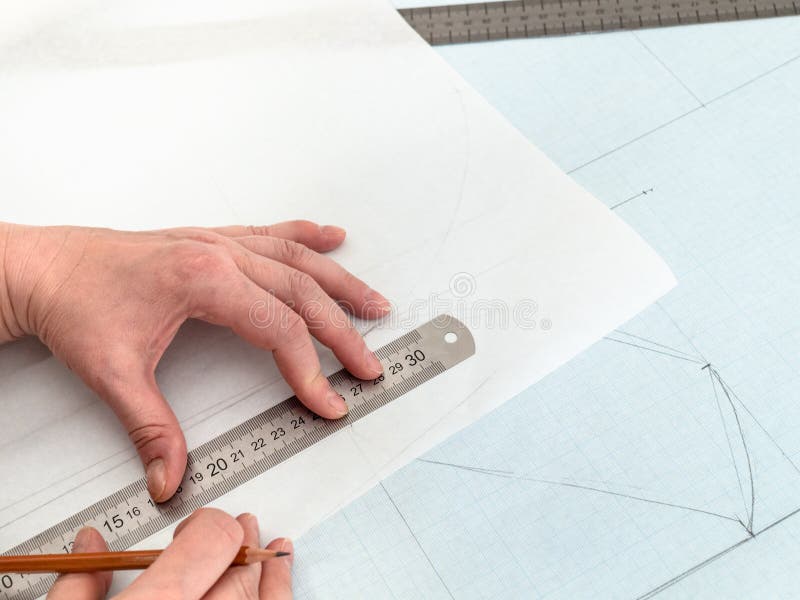 Hands Redraw Pattern Layout from Graph Paper Stock Photo - Image of ...