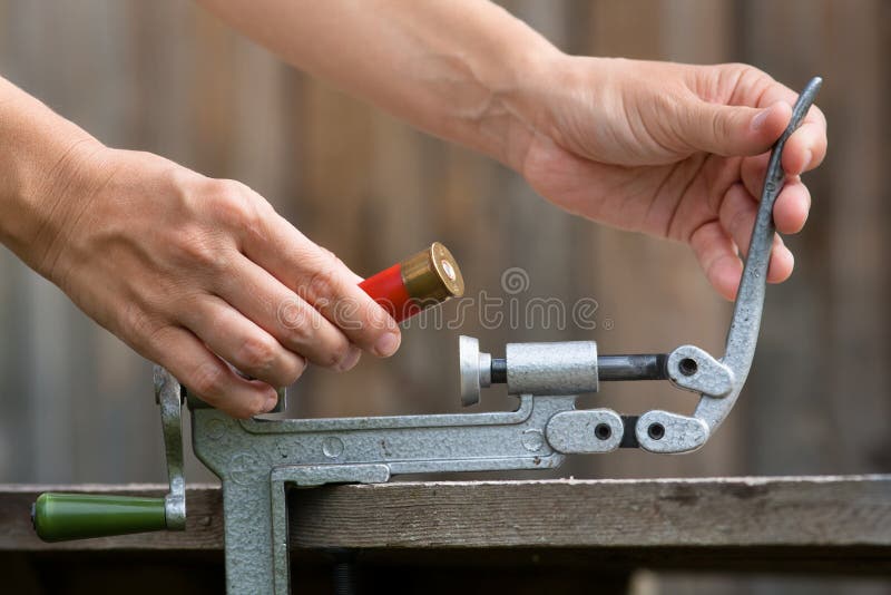 Hands Reloading Cartridge by Shotgun Shell Reloader Stock Photo - Image ...