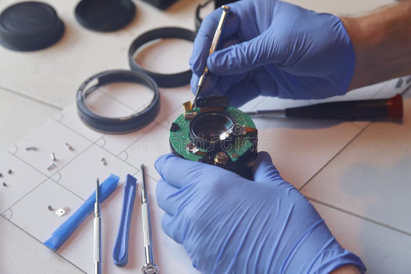 Hands Repairing Precision Electronics Stock Image - Image of assembly ...