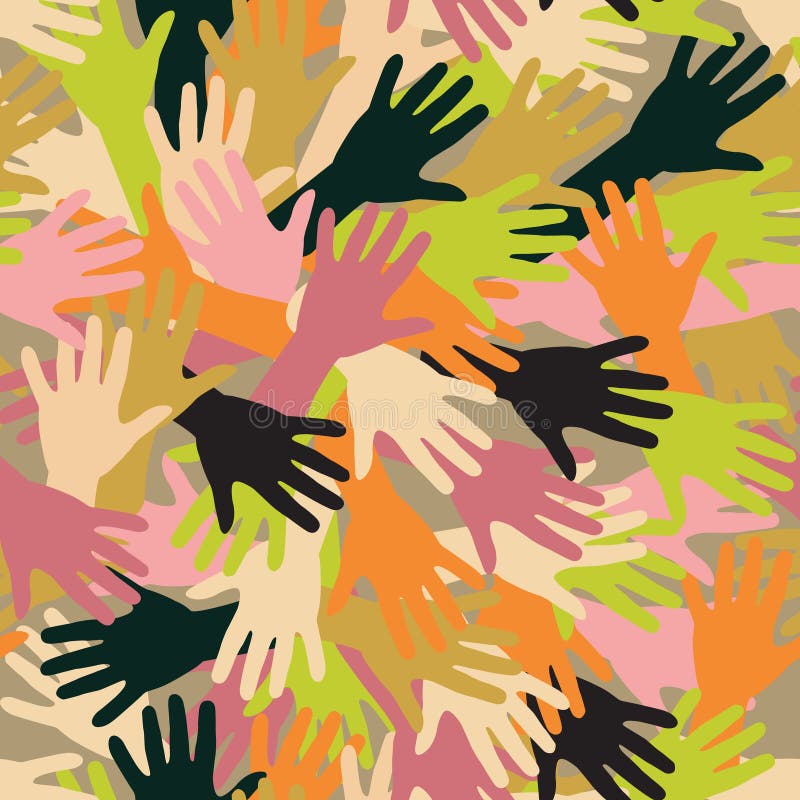 Colourful Helping Hands Teamwork Stock Illustration - Illustration of ...