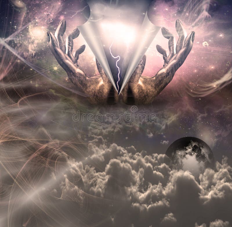 Hands reveal the light stock illustration. Illustration of artistic ...