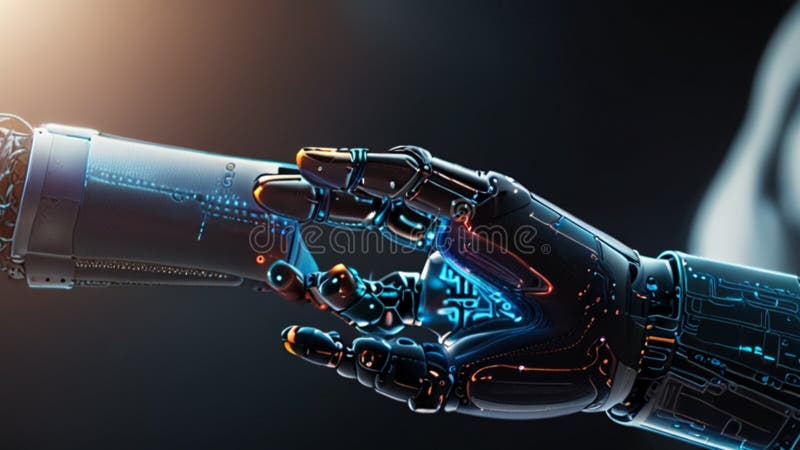 Hand of Robot and Human Touching on Global Virtual Network Stock ...