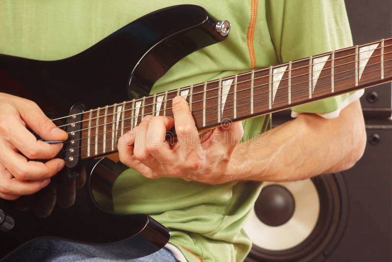 Hands of Rock Guitarist Playing Electric Guitar Stock Image - Image of ...