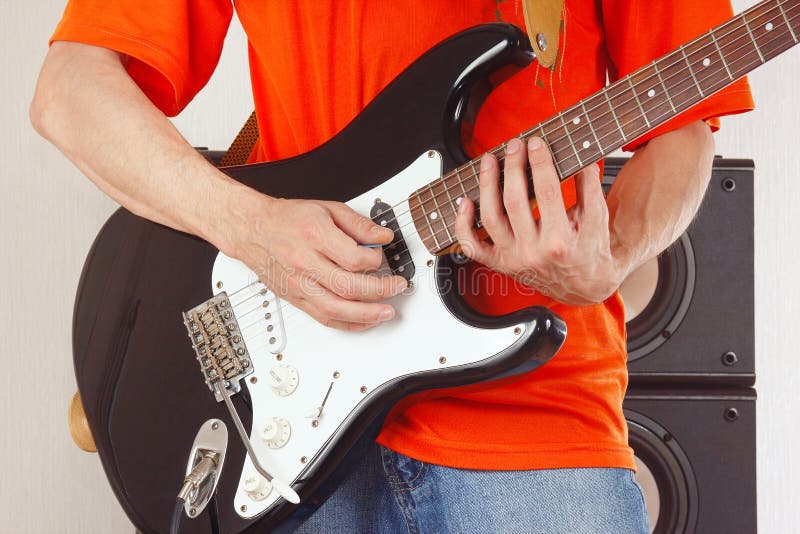 Hands of Rock Guitarist Playing Guitar Stock Image - Image of electric ...