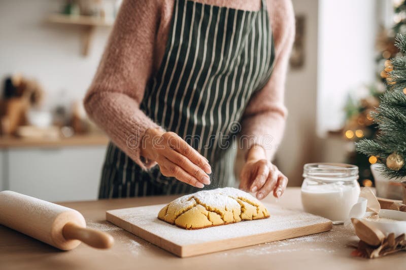 Hands Rolling Dough on a Wooden Board with a Rolling Pin, Preparing Pastry in Natural Light ...