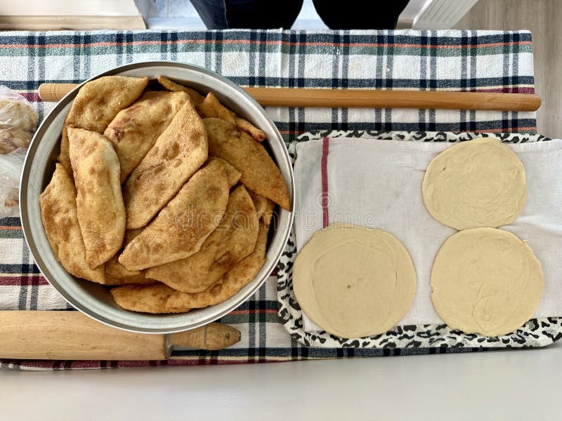 Hands Rolling Puff Pastry Phyllo Dough ,working Process of Making ...
