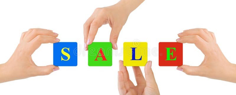 Man Hands with the Sale Sign Reaching Out from a B Stock Photo - Image ...