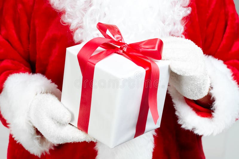 Hands of Santa Claus with Gift Stock Image - Image of giving, hold ...