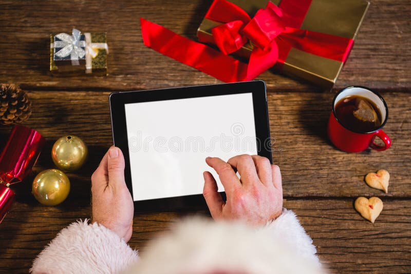 Santa Claus Using Digital Tablet Stock Image - Image of december ...