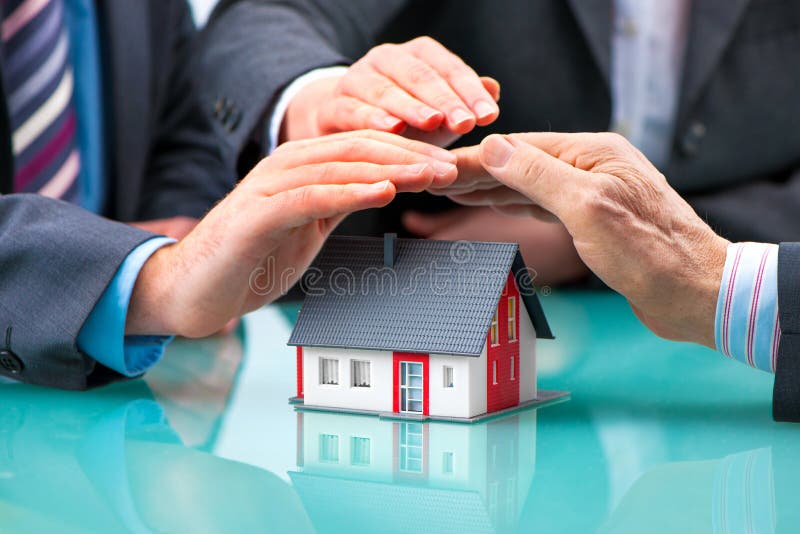 Hands Saving Small House with a Roof Stock Image - Image of house ...
