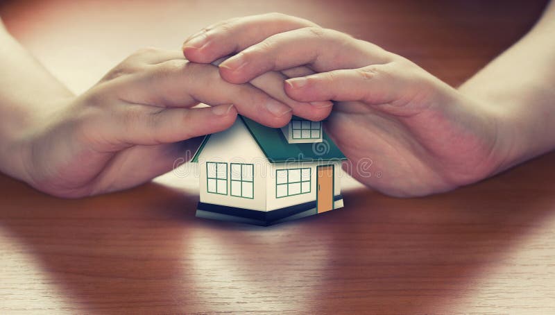 Hands saving small house stock illustration. Illustration of family ...