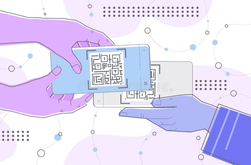 Hands Scanning QR Code on Smartphone Screens Electronic Digital ...