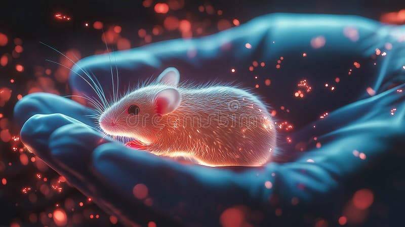 Hands of Scientist Gently Holds a Mouse for an Experiment in a ...