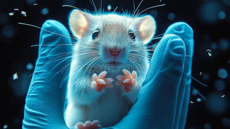 Hands of Scientist Gently Holds a Mouse for an Experiment in a ...