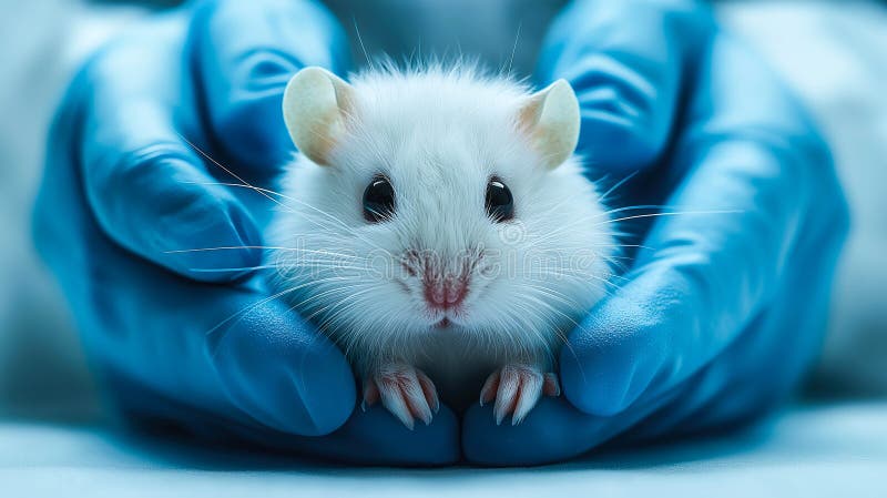 Hands of Scientist Gently Holds a Mouse for an Experiment in a ...