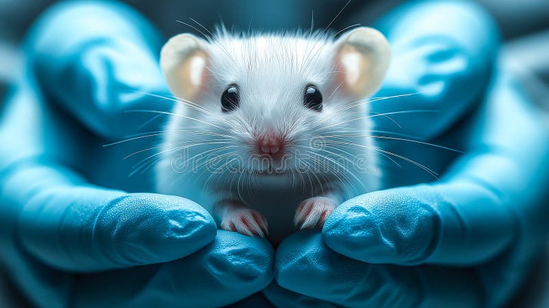 Hands of Scientist Gently Holds a Mouse for an Experiment in a ...