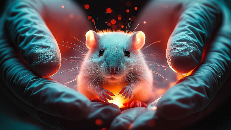 Hands of Scientist Gently Holds a Mouse for an Experiment in a ...