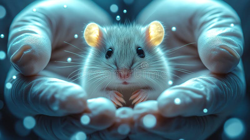 Hands of Scientist Gently Holds a Mouse for an Experiment in a ...