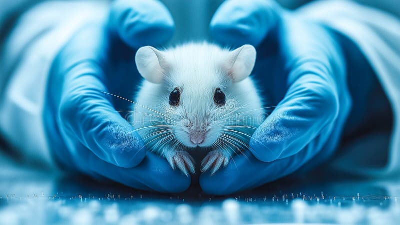 Hands of Scientist Gently Holds a Mouse for an Experiment in a ...