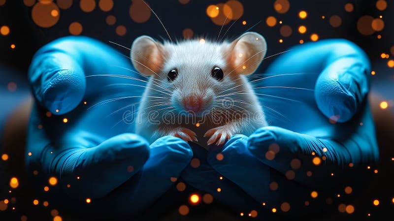Hands of Scientist Gently Holds a Mouse for an Experiment in a ...