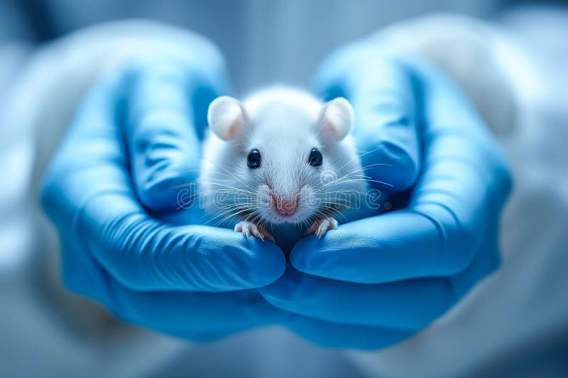 Hands of Scientist Gently Holds a Mouse for an Experiment in a ...