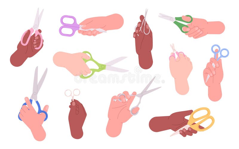 Hands with Scissors. Human Hand Holding Manicure Scissor, Different ...